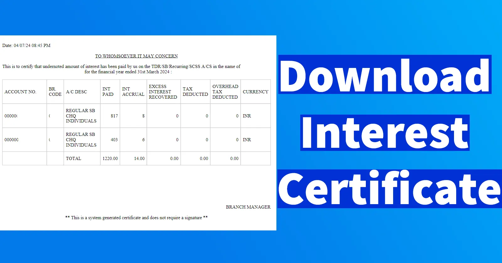 How to Download Bank Interest Certificate Online » Reveal That