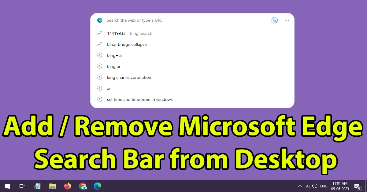 Add Remove Microsoft Edge Search Bar from Desktop