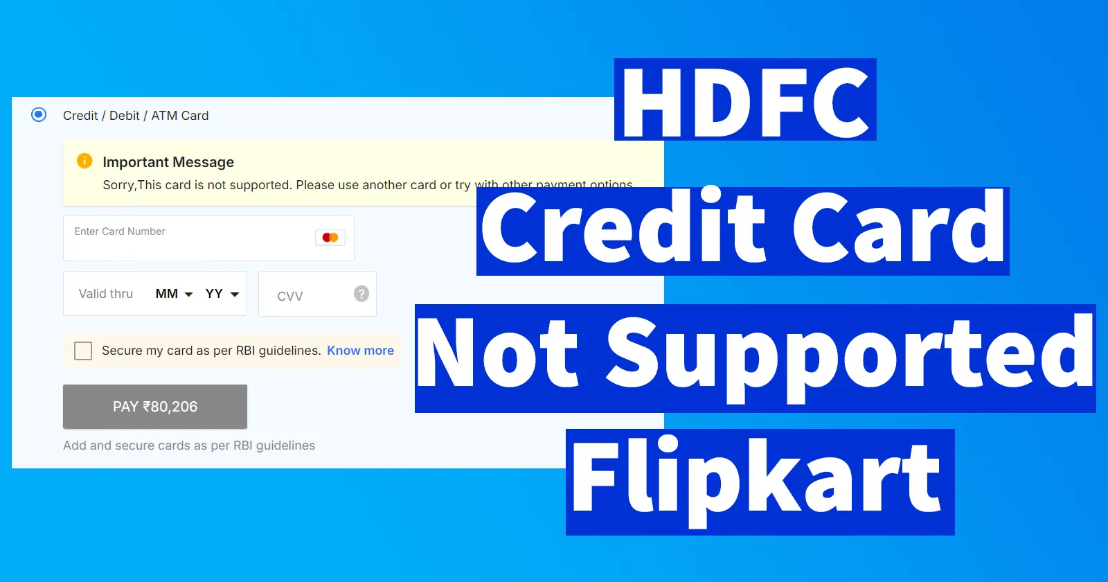 HDFC Credit Card Not Supported on The Flipkart Big Billion Days ...