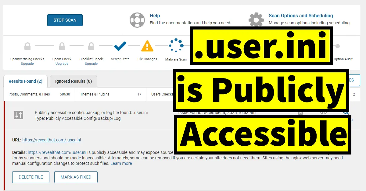 How to Fix .user.ini Is Publicly Accessible Error on WordPress Running ...